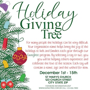 Giving Tree Flyer Template- Editable in Photoshop - Holiday Fundraiser ...