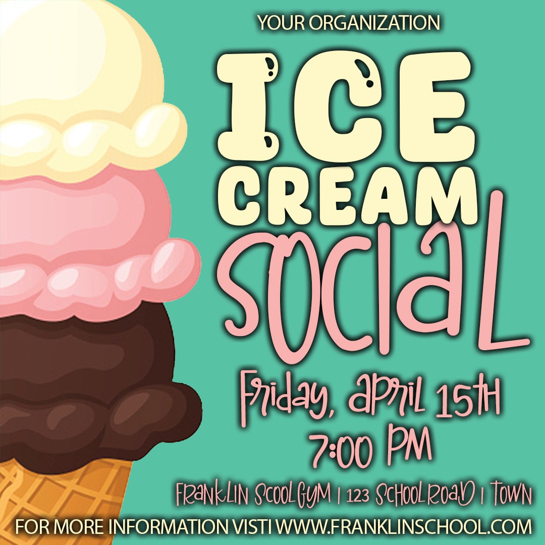 Ice Cream Social Flyer and Instagram Post Templateeditable - Etsy
