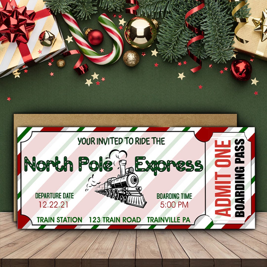 Personalized North Pole Express Train Ticket Template (PSD & JPEG) - Etsy