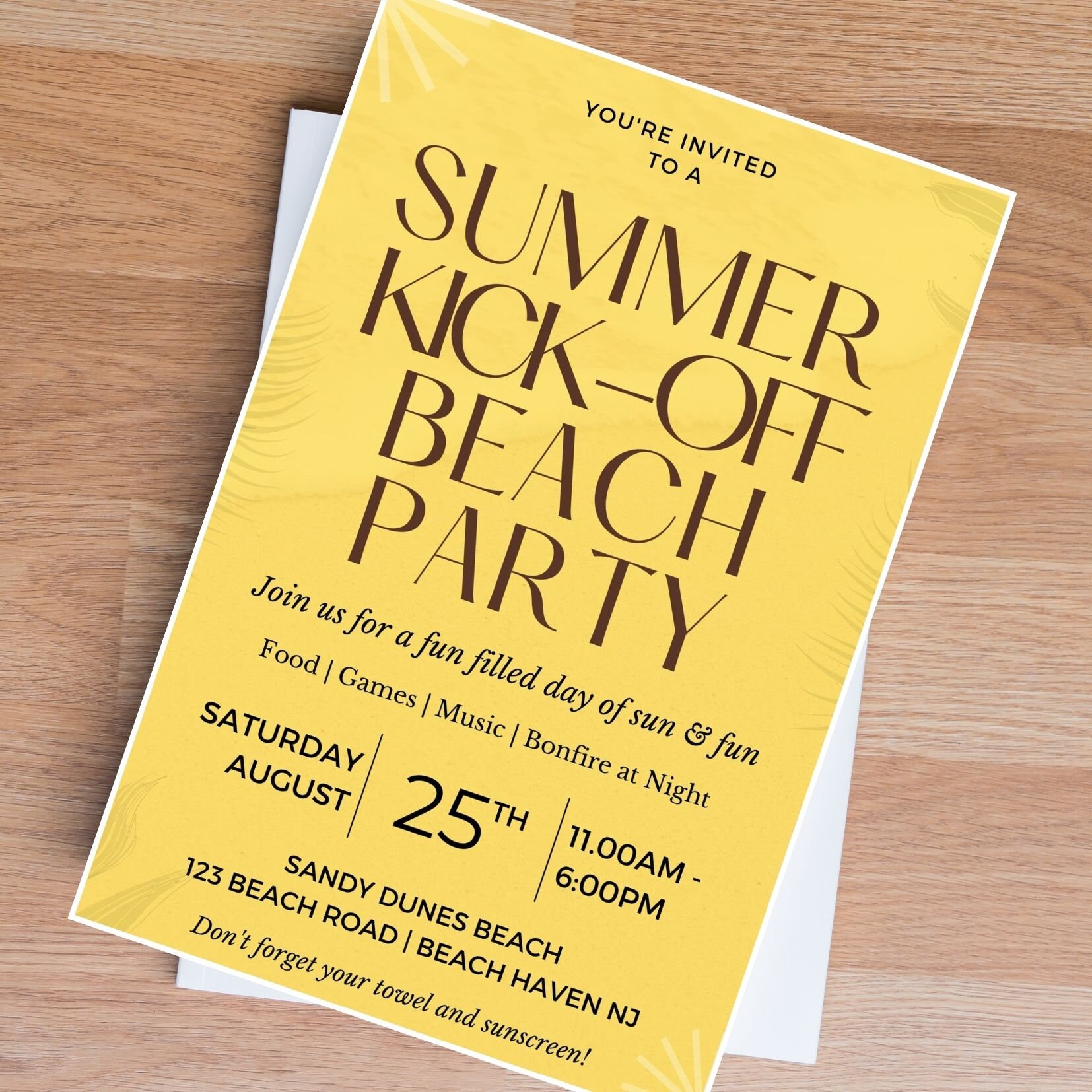 Summer Invitation Template Summer Kick off Party Editable - Etsy