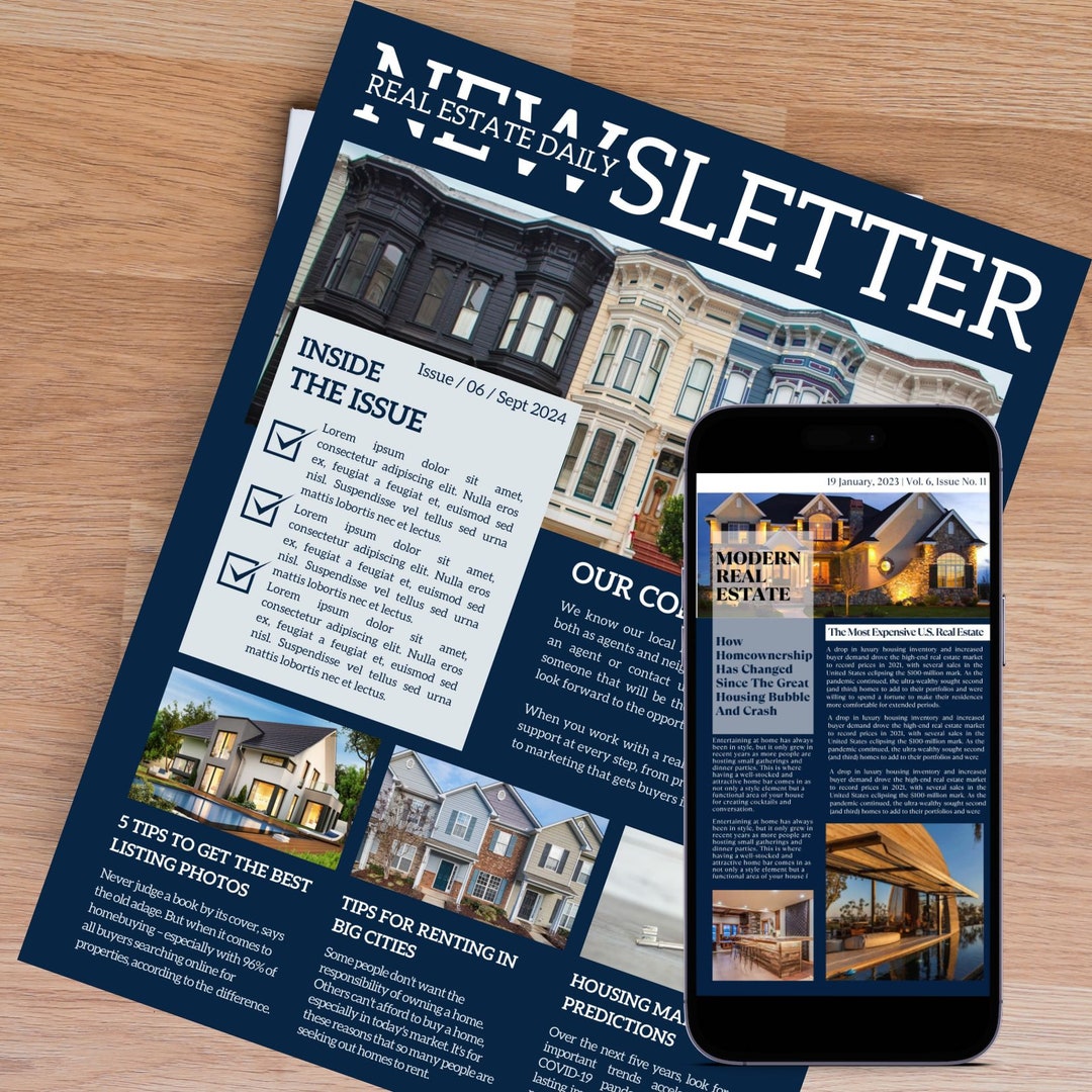 Real Estate Editable Monthly Newsletter Canva Template - Email ...