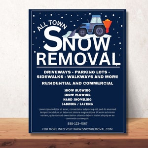 Snow Removal Flyer and Instagram Post, Editable Canva Template, Social ...