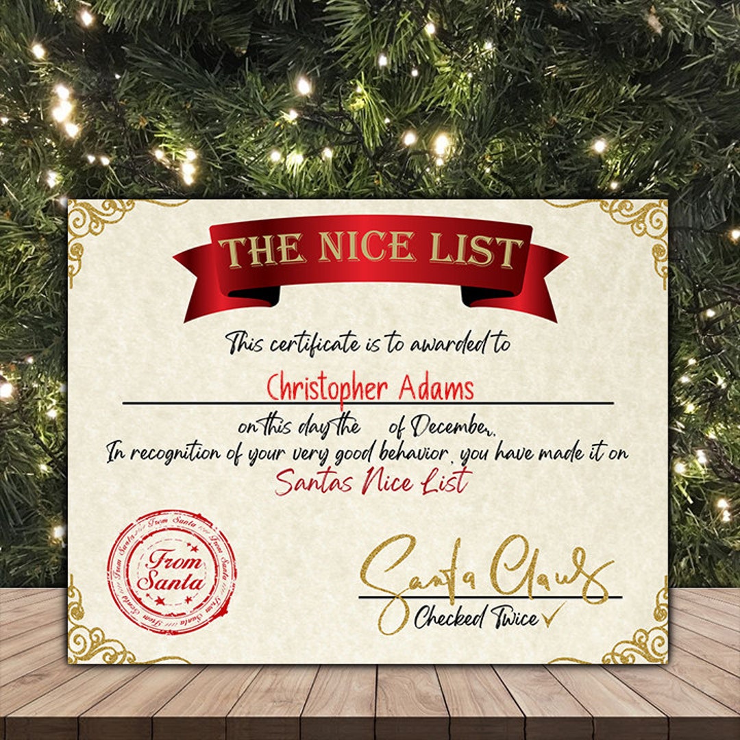 Santa's Nice List Certificate Template, Nice List, Santa, Photoshop ...