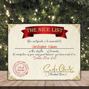 Santa's Nice List Certificate Template, Nice List, Santa, Photoshop ...