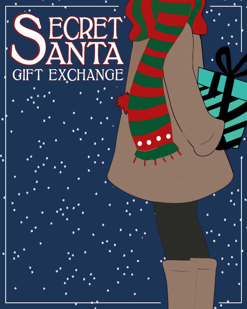 Secret Santa Flyer Template - Editable Gift Exchange (photoshop ...