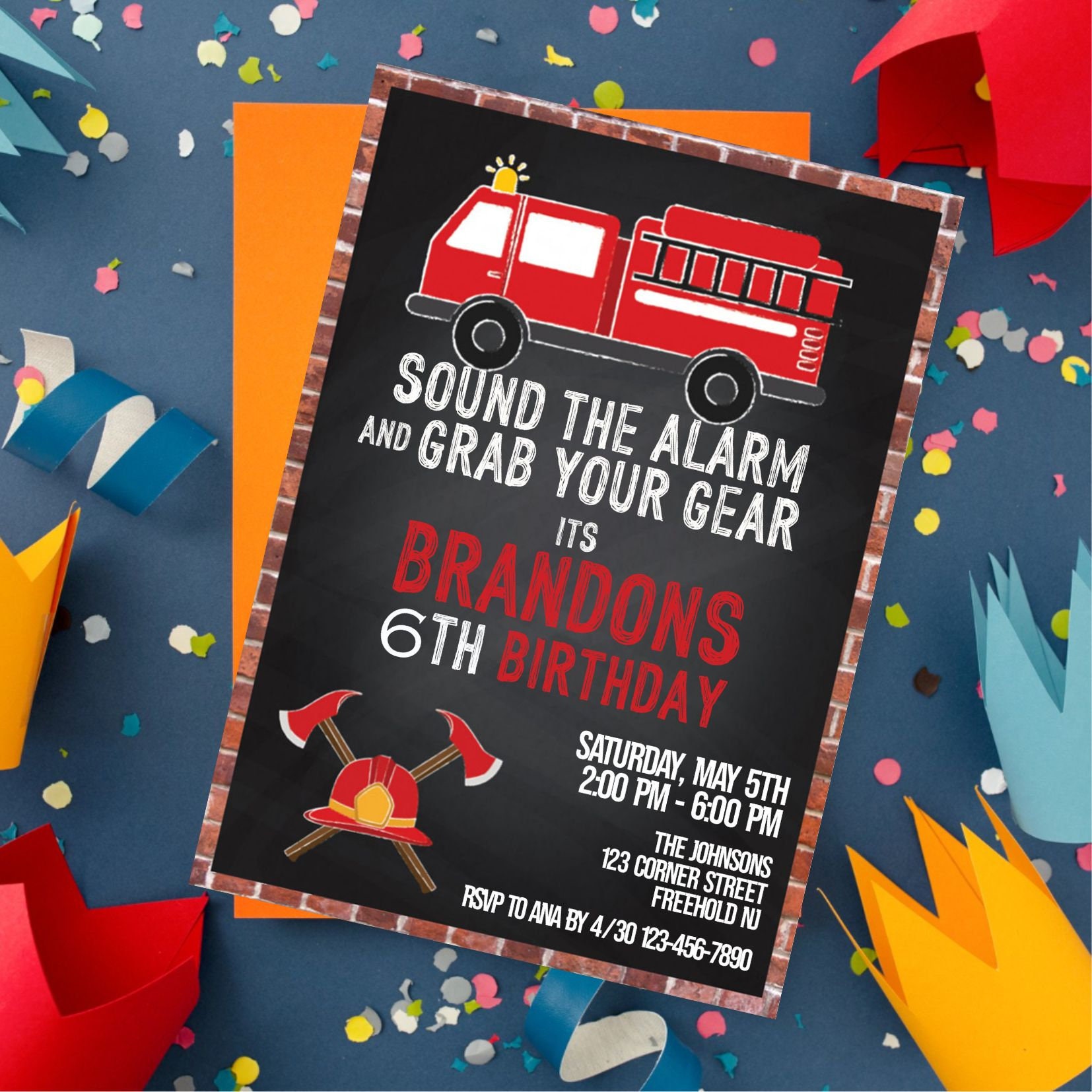 Firefighter Invitation Template Fireman Party Editable in - Etsy