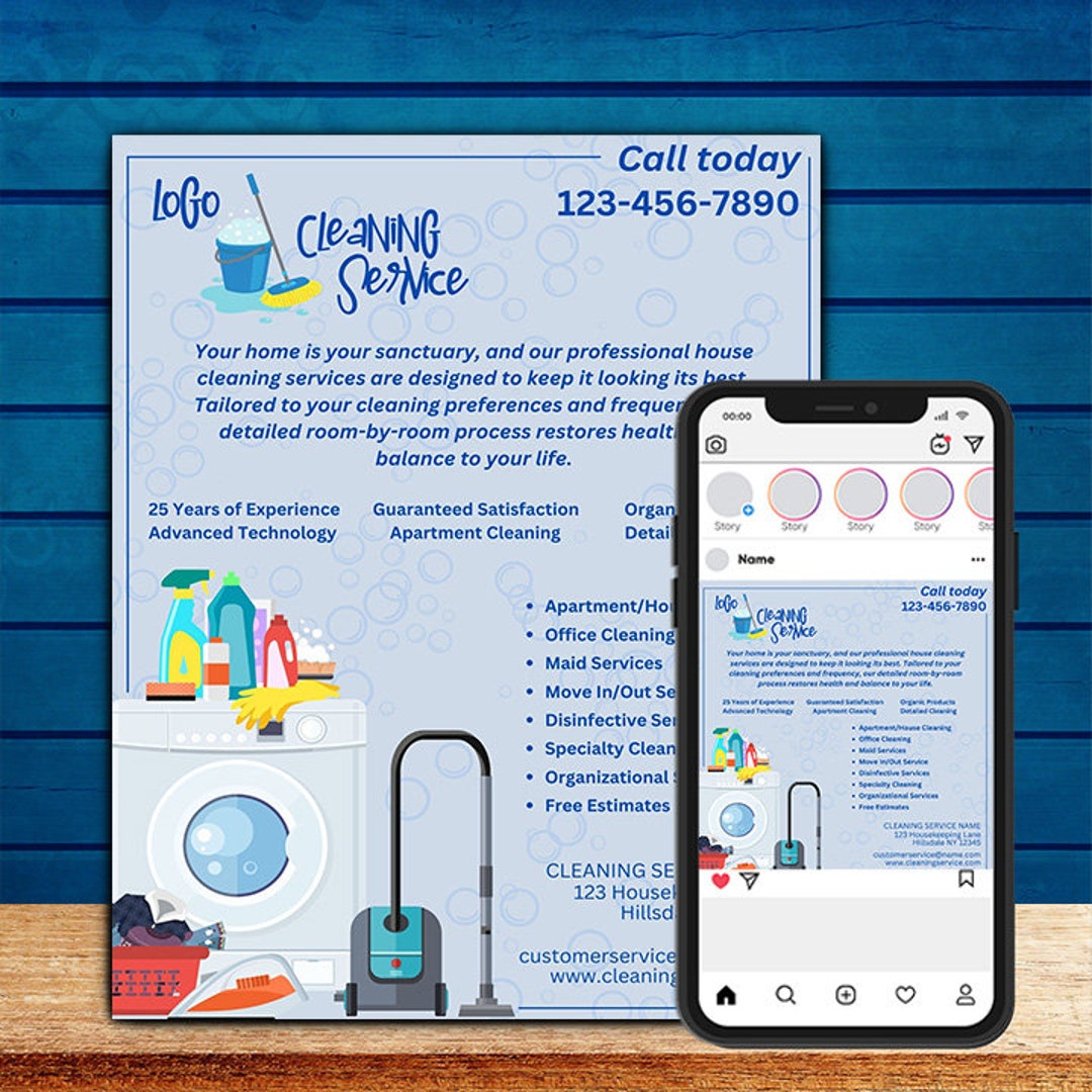 Cleaning Service Flyer and Social Media Post Template - Business ...