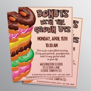 Donuts With Grown-ups Flyer & Social Media Templates, Editable in Canva ...