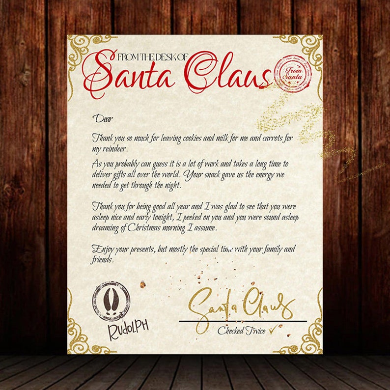 Santa Thank You Letter, Editable Template (photoshop, Instant Download ...