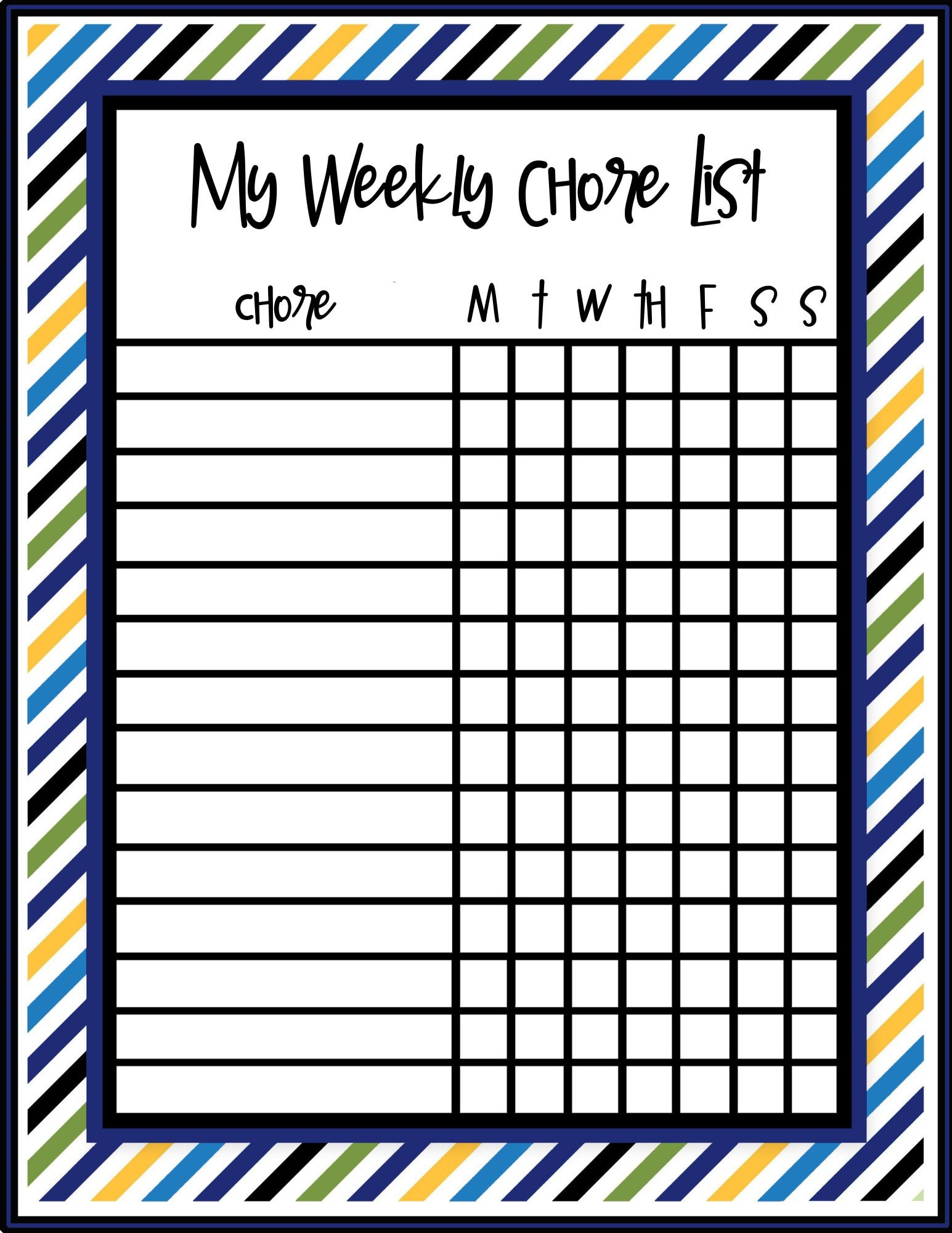 My Chore Chart Template, Digital Download, Editable in Canva or Print ...