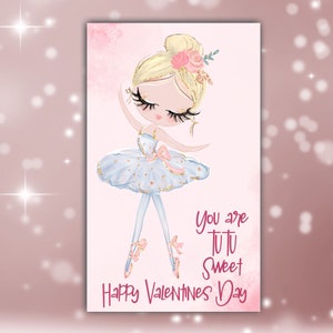 Customizable Ballerina Favors, Valentines Card Printable, Valentine's ...