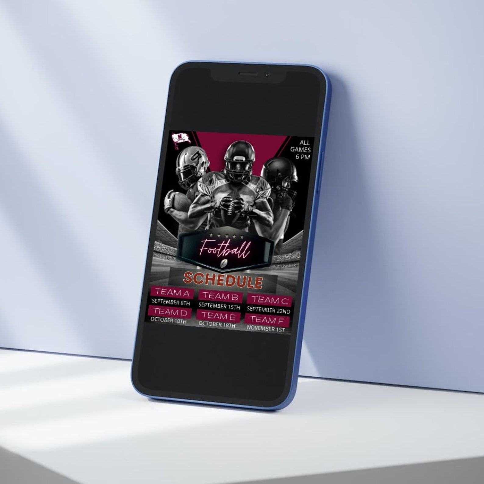 Football Schedule Flyer and Instagram Post Templates, Editable in Canva ...