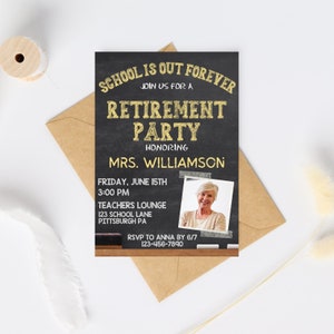 Teacher Retirement Invitation and Social Media Template - Event -party ...