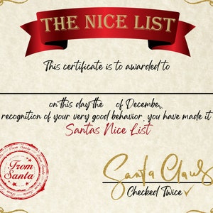 Santa's Nice List Certificate Template, Nice List, Santa, Photoshop ...