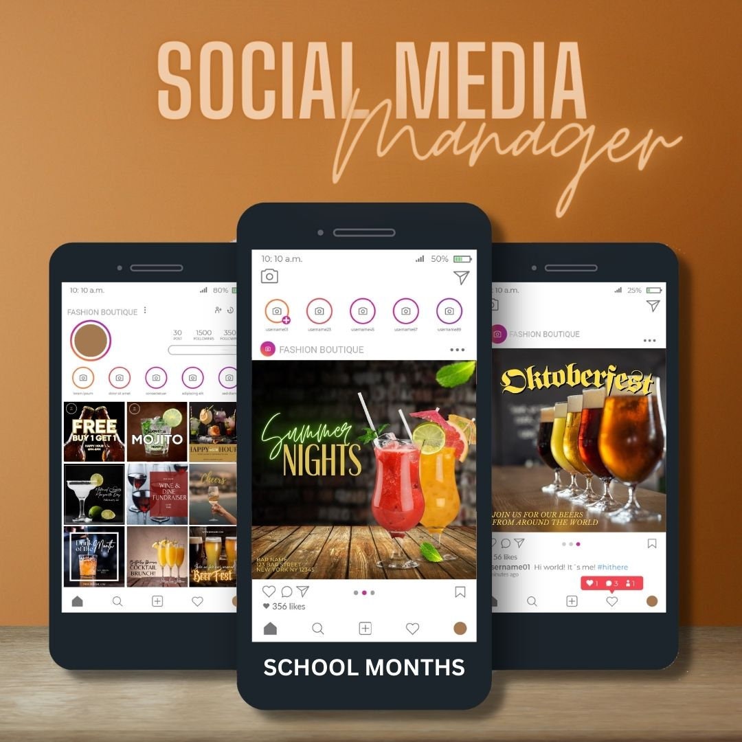 Bar/pub Cocktail Instagram Post Templates Add Your Info - Etsy