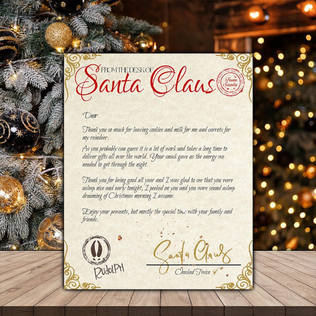 Santa Thank You for the Cookies Letter, Official Letter From Santa ...