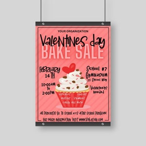 Valentines Day Bake Sale Flyer Template - Fundraiser - Editable in ...
