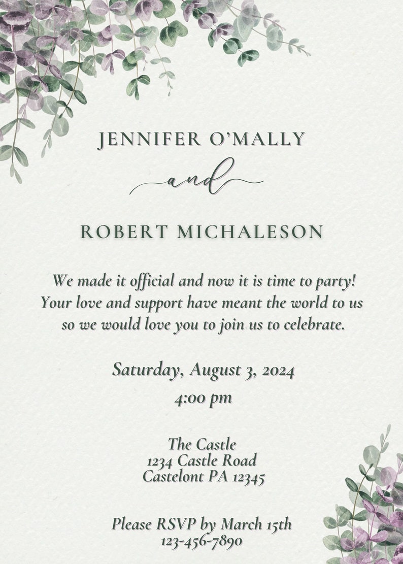 Ivy Wedding Invitation Template – Editable Canva Design (instant ...