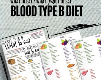 Guide, List Foods for Diet for Your Blood Type B, Chart - Etsy