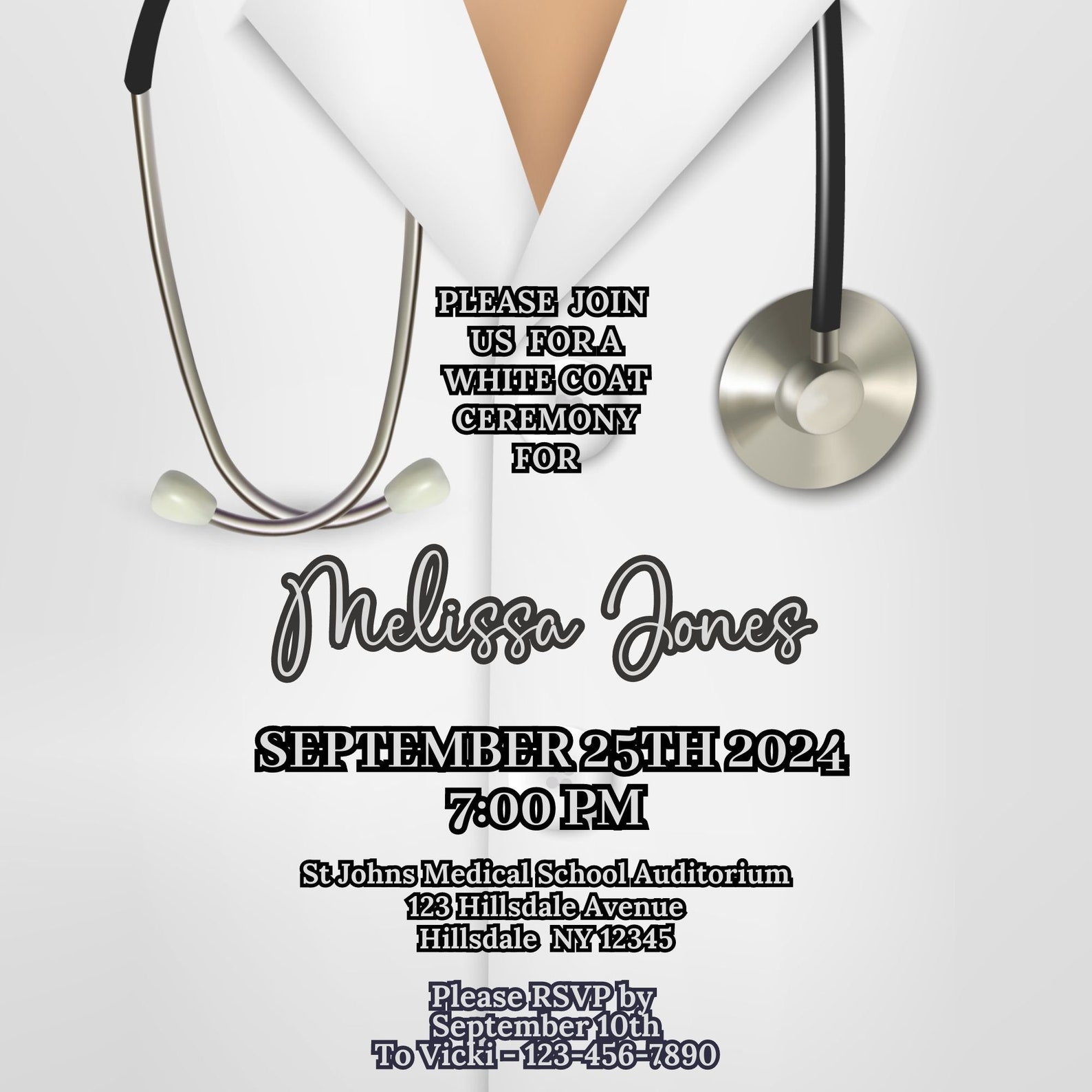 Nurse White Coat Ceremony Invitation Template Party - Etsy