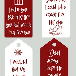 4 Christmas Gift Tags, Funny Gift Tags, Gift Tags Printable, Christmas ...