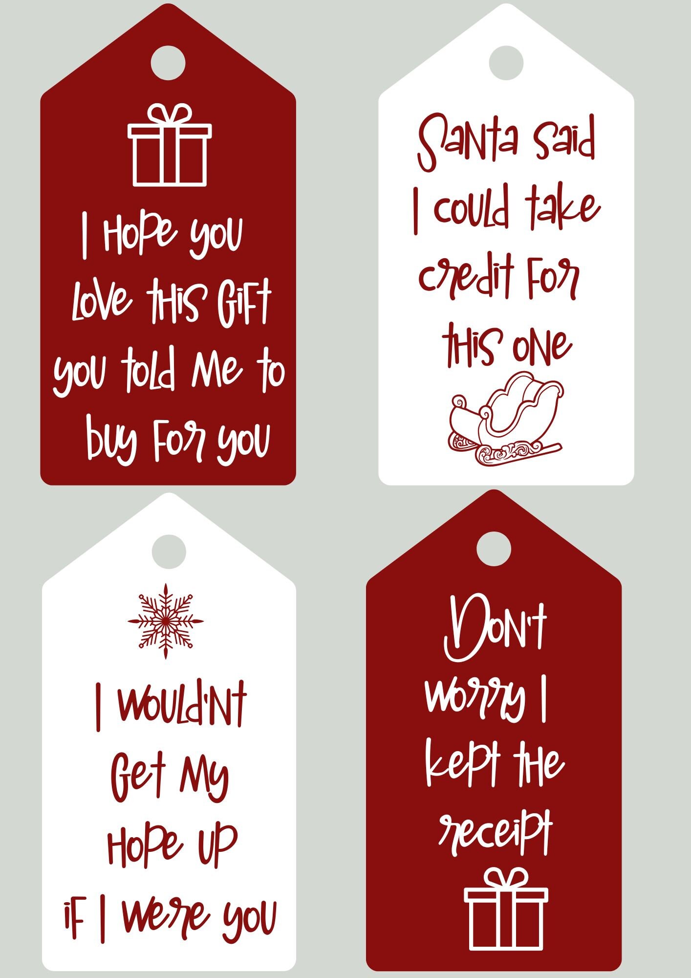 4 Christmas Gift Tags Funny Gift Tags Gift Tags Printable - Etsy