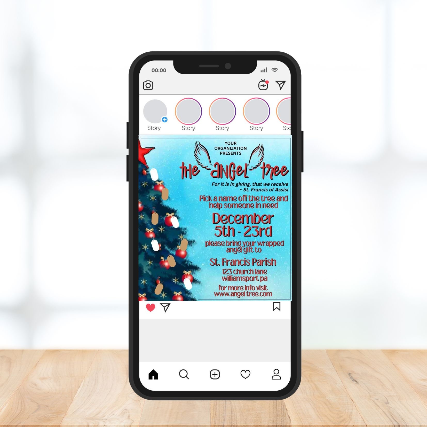 Angel Giving Tree Flyer Template- Editable in Canva - Fundraiser Flyer ...