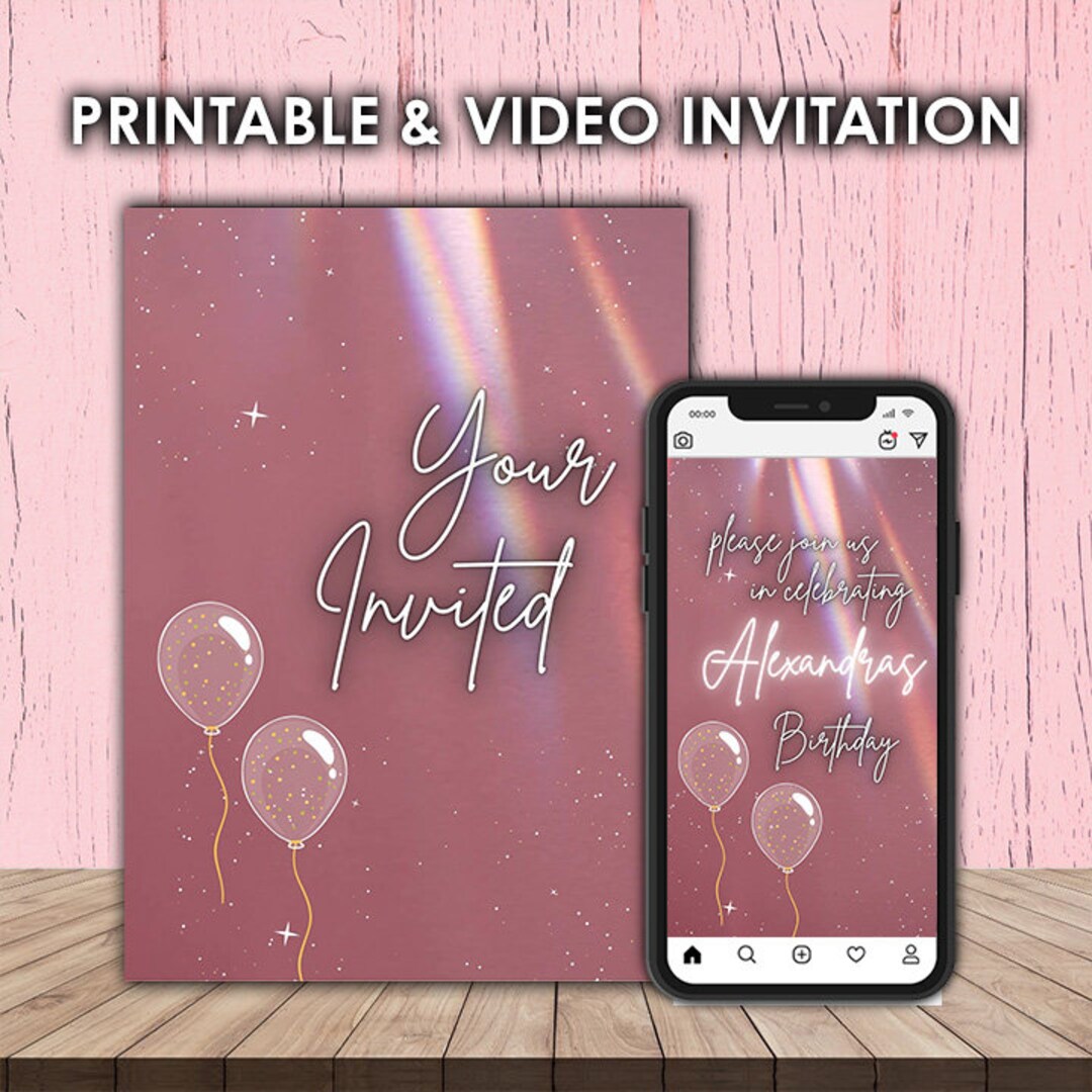 Editable Birthday Party Invitation – Printable and Video Template ...