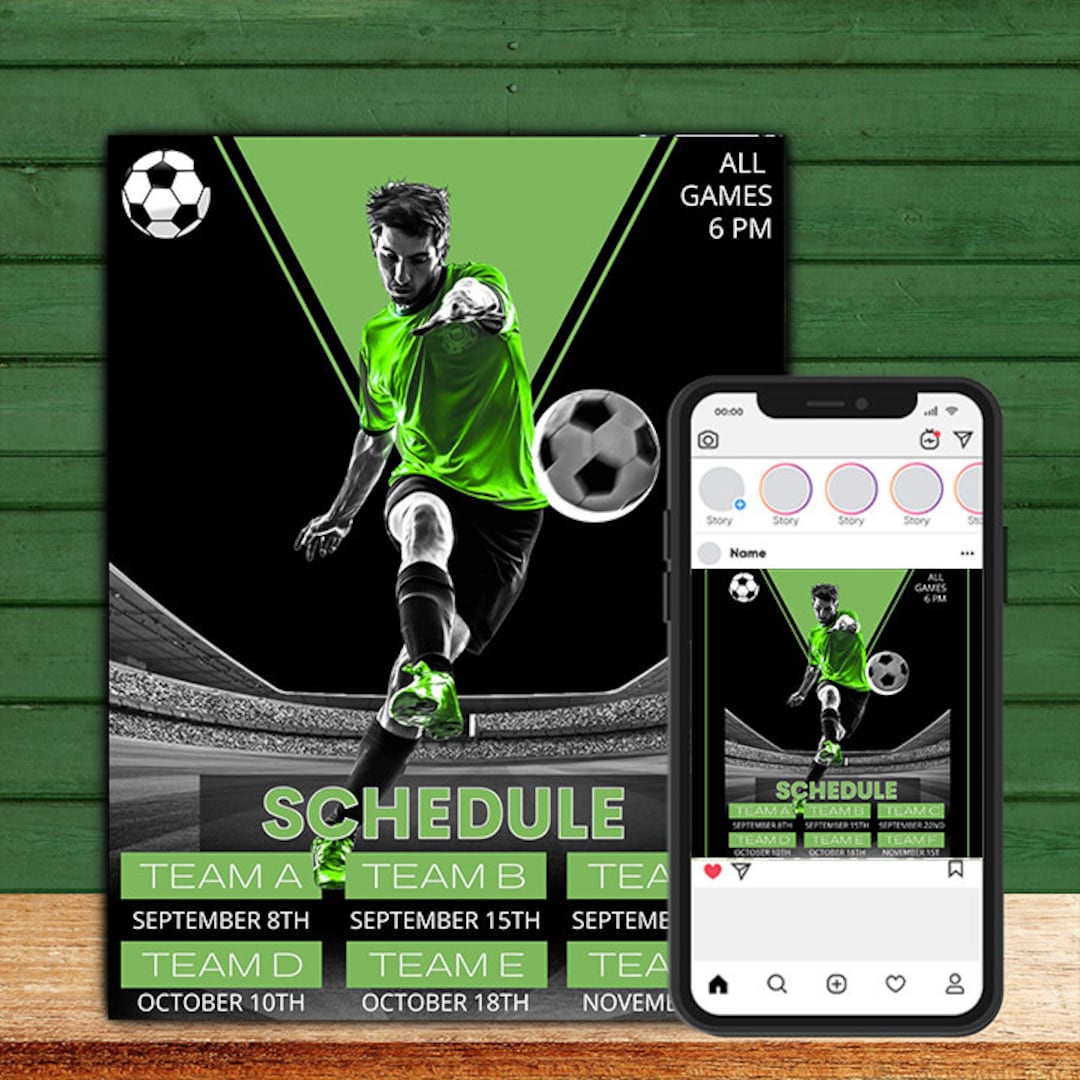 Soccer Schedule Flyer and Instagram Post Template (digital Download) - Etsy