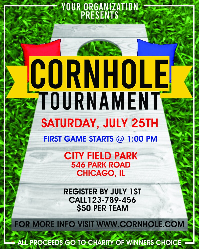 Cornhole Tournament Flyer EDITABLE Event Flyer Poster | Etsy