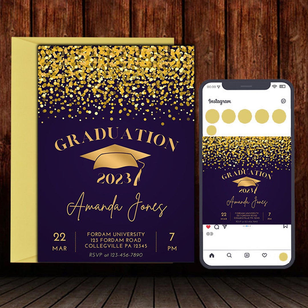 Plantilla de invitación de graduación Fiesta Editable en - Etsy España