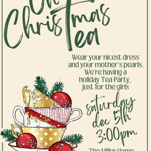 Christmas Tea Party Flyer Template - Tea Party - Editable in Canva ...