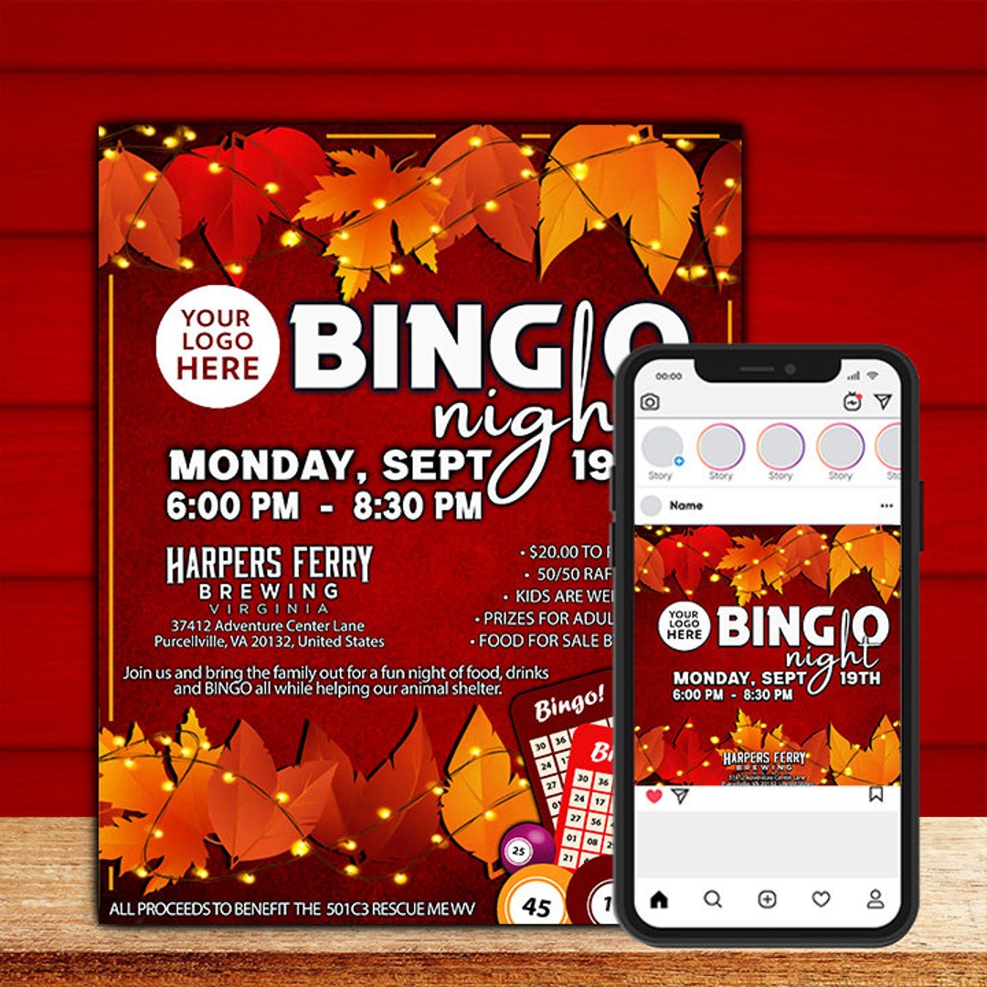 Fall Bingo Flyer and Social Media Instagram Template, Game Flyer ...