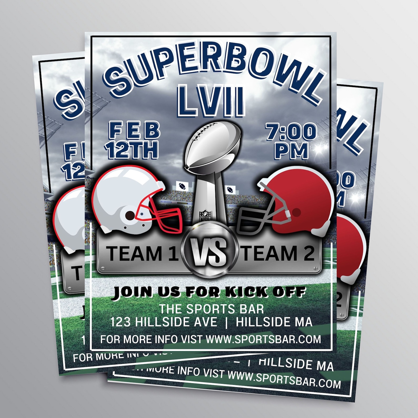 Superbowl Flyer Template Football Party Editable in Canva Social Media ...