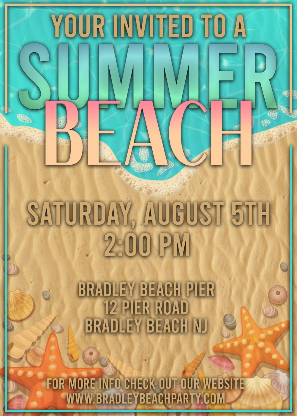 Beach Invitation Template - Beach Party - Editable in Photoshop ...