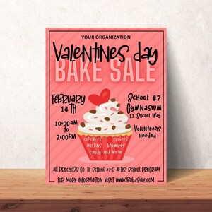 Valentines Day Bake Sale Flyer Template - Fundraiser - Editable in ...