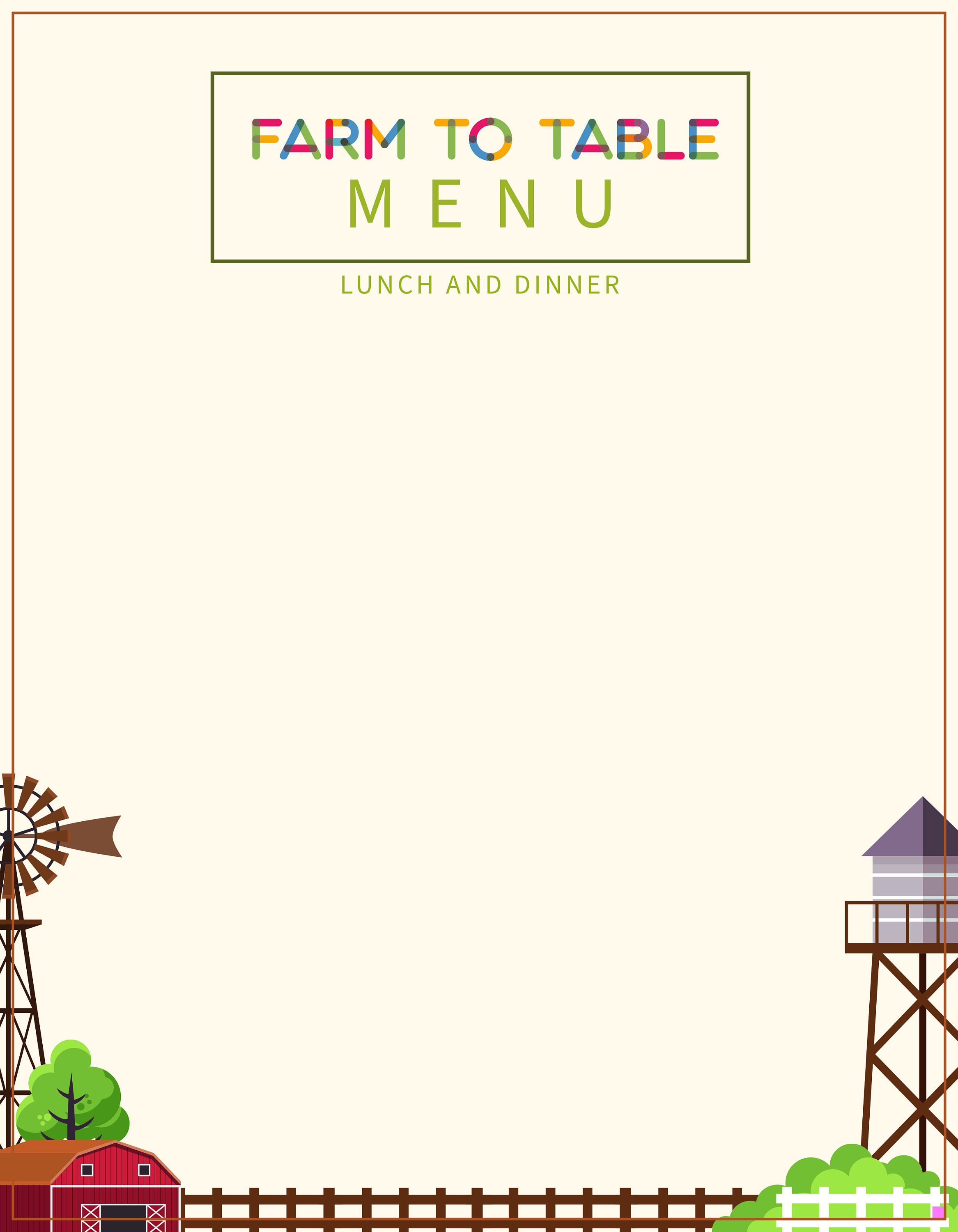 Farm to Table Menu and Instagram Post Template Editable - Etsy