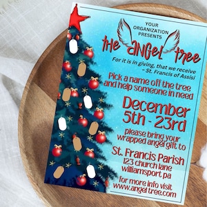 Angel Giving Tree Flyer Template- Editable in Canva - Fundraiser Flyer ...