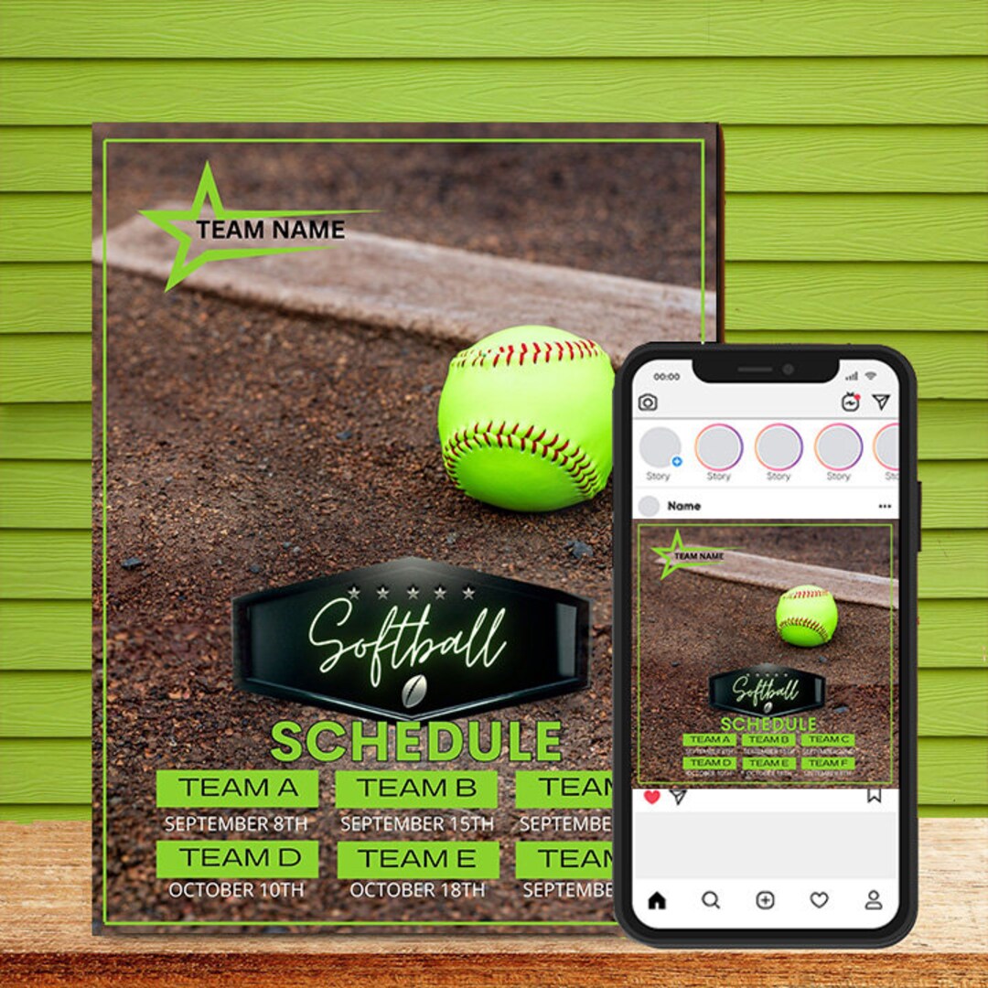 Softball Schedule Flyer and Instagram Post Template, Sports Flyer ...