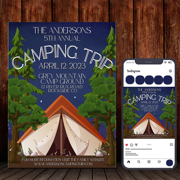 Camping Trip Flyer & Social Media Post Templates, Editable in Canva ...