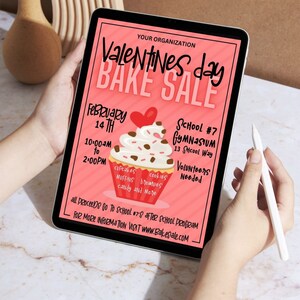 Valentines Day Bake Sale Flyer Template - Fundraiser - Editable in ...