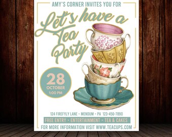 Tea Party Flyer - Etsy