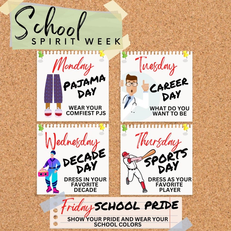 School Spirit Week Flyer and Instagram Template, School Pride Weekr ...
