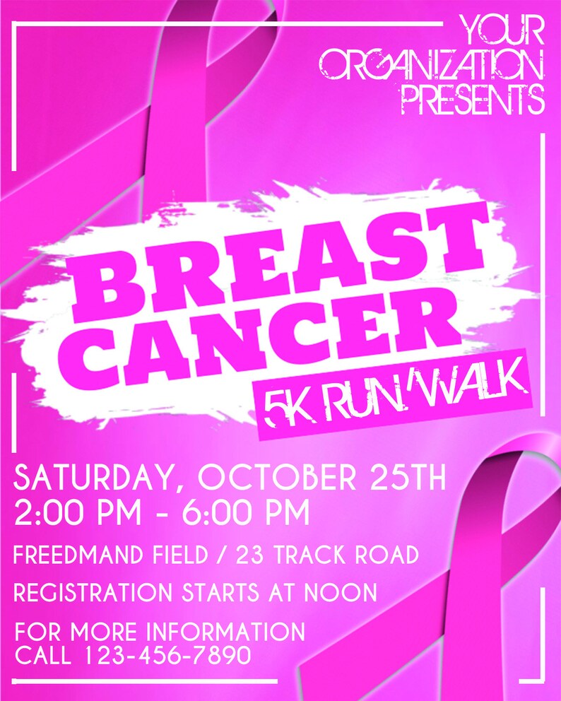 Breast Cancer Flyer Cancer Walk Flyer Event Flyer - Etsy