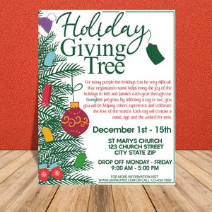 Giving Tree Flyer Template- Editable in Photoshop - Holiday Fundraiser ...