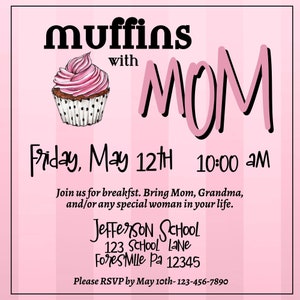 Muffins With Mom Flyer Template - Social Media Post - Editable in Canva ...
