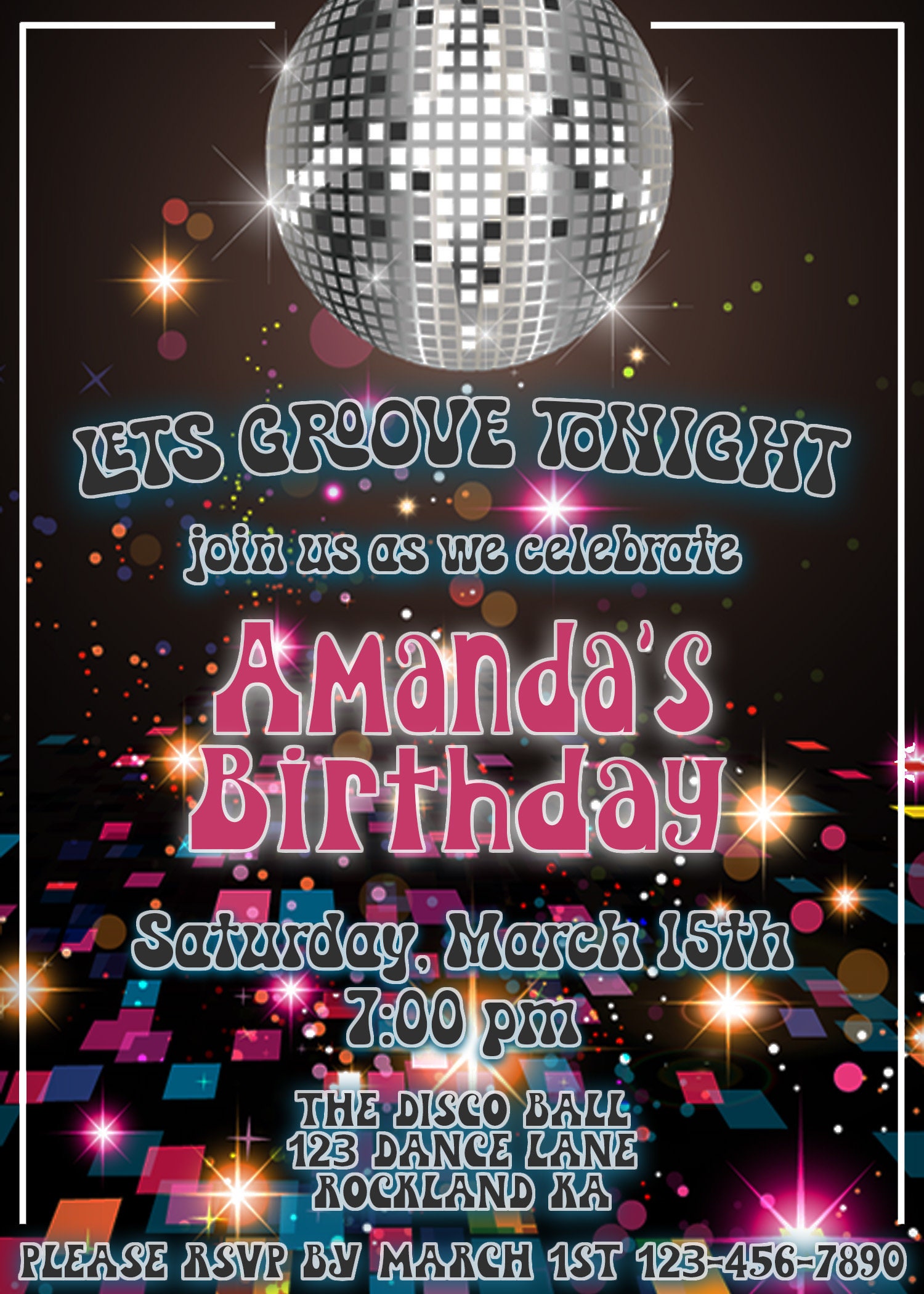 70s Disco Invitation Template, Editable Photoshop Digital Download - Etsy