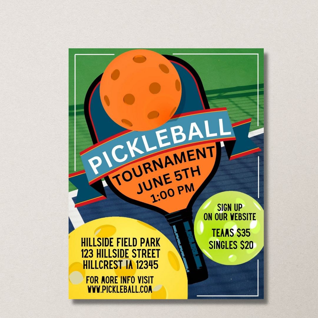 Pickleball Tournament Flyer and Instagram Post Template, Digital ...