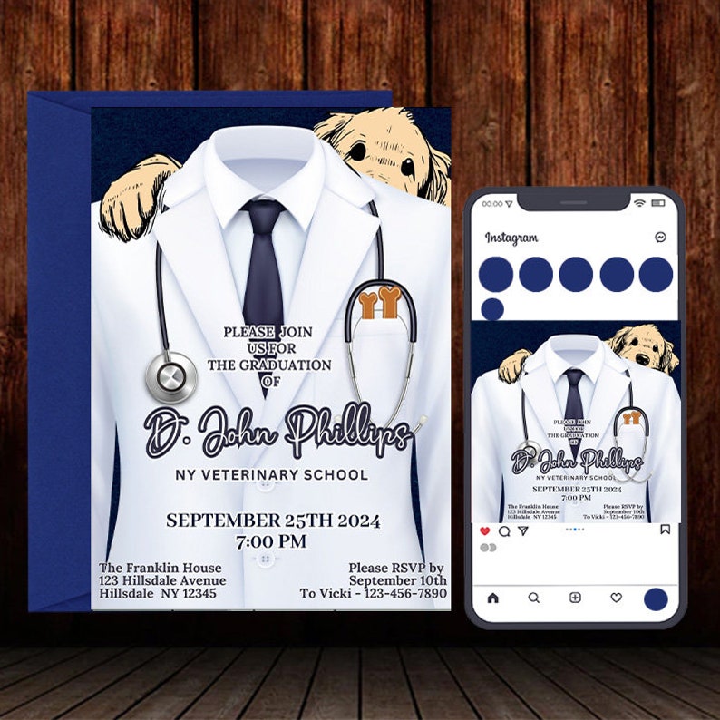 Veterinary School Invitation Template Party Editable in - Etsy