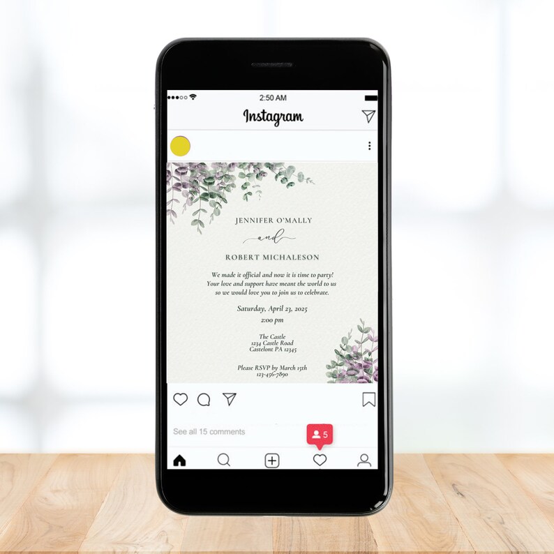 Ivy Wedding Invitation Template – Editable Canva Design (instant ...